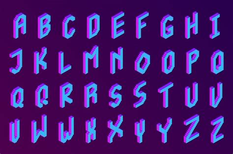 Premium Vector Bold Colorful Isometric Pixel 3d Font