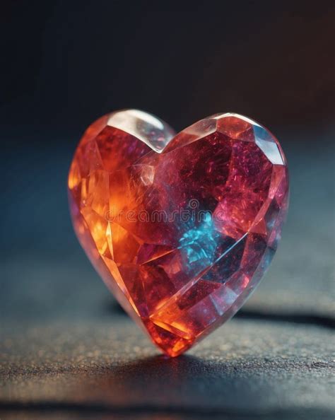 Fiery Crystal Heart Radiating Love And Warmth Stock Illustration