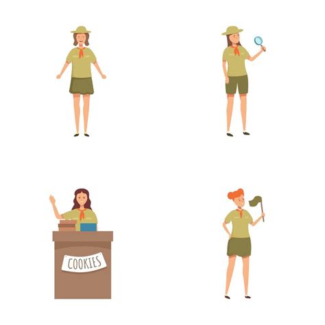 Diverse Set Of Female Scout Characters 47053325 Vector Art At Vecteezy