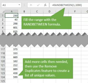 How To Create A List Of Random Numbers With No Duplicates Or Repeats In Excel