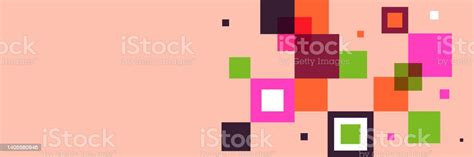 사각형 추상 오렌지 화이트 다채로운 복고풍 와이드 배너 디자인 배경 0명에 대한 스톡 벡터 아트 및 기타 이미지 0명 3차원 형태 개념 Istock