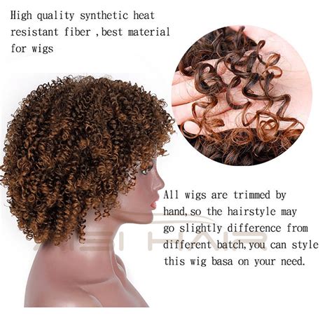 Aisi Hair Afro Kinky Curly Short Wigs Brown Color Heat Resistant