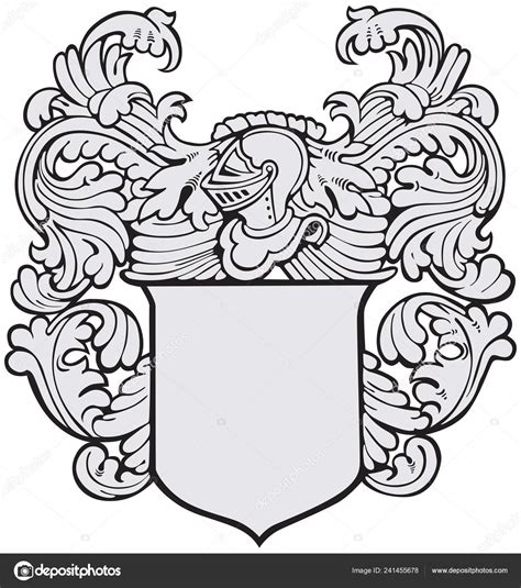 Vector Illustration Medieval Coat Arms Executed Woodcut Style Isolated