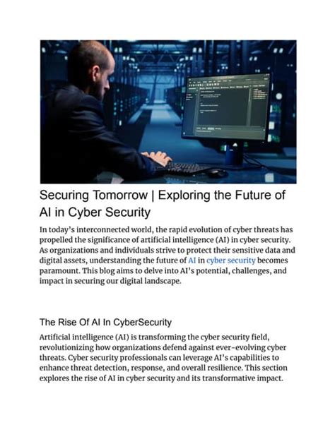 Securing Tomorrow Exploring The Future Of Ai In Cyber Security Pdf