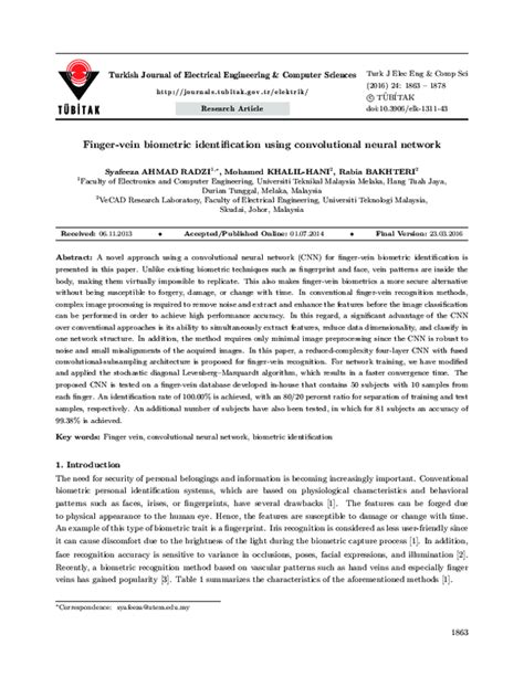 Pdf Finger Vein Biometric Identification Using Convolutional Neural Network