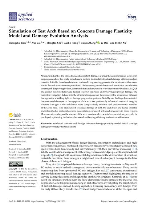 PDF Simulation Of Test Arch Based On Concrete Damage Plasticity Model