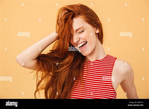 Image Of Screaming Happy Emotional Young Beautiful Redhead Woman Posing