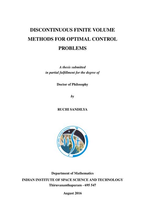 PDF Discontinuous Finite Volume Methods For Optimal Control Problems