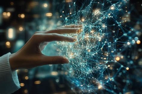 Big Data Concept Digital Neural Networkbusiness Woman Hand Touching Introduction Of Artificial