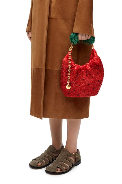 Mini Squeeze Bag In Beaded Leather Red Loewe