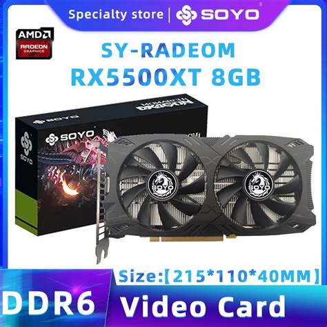 Soyo original rx5500xt 8gb placa gráfica gpu gddr6 128bit 8pin 7nm hdmi