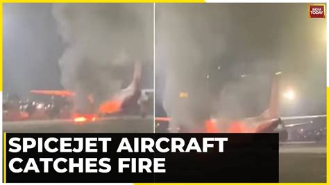 Spicejet Aircraft Catches Fire At Delhi Airport During Maintenance Work