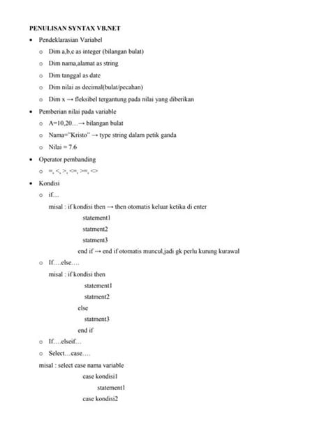 Penulisan Syntax Vb Pdf