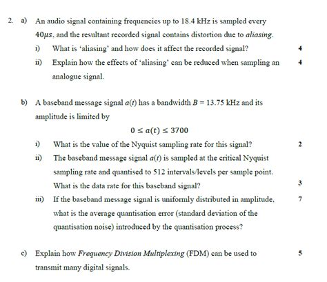 Solved A An Audio Signal Containing Frequencies Up To Chegg Com