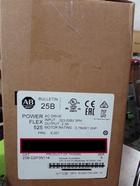 Allen Bradley 25b D2p3n114 A Powerflex 525 0 75kw 1hp Ac Drive 2022