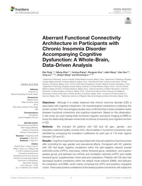 Pdf Aberrant Functional Connectivity Architecture In Participants