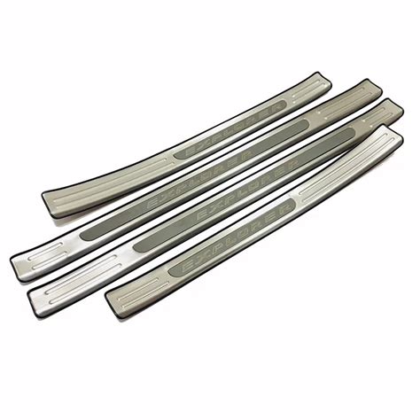 스테인레스 스틸 도어 씰 스커프 플레이트 페달 엔트리 가드 프로텍터 커버 포드 익스플로러 2020 2021 2022 자동차