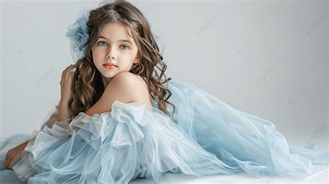 A Princess In A Blue Dress Posing On The Floor With A Bow Background Collection Spring Beauty