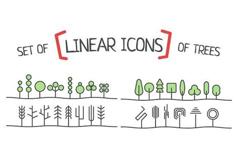 Linear Tree Icons Set