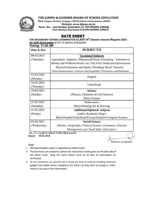 Jkbose Date Sheet 2023 For Class 10 12 Check Live Updates On Jkbose Board Exams