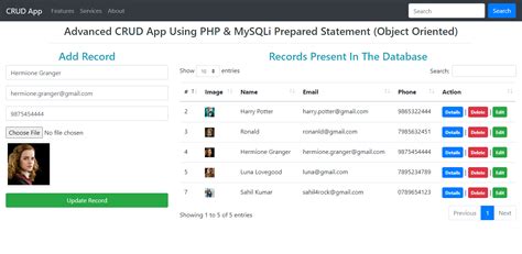 Crud Application Using Php Mysqli Prepared Statement Dcodemania