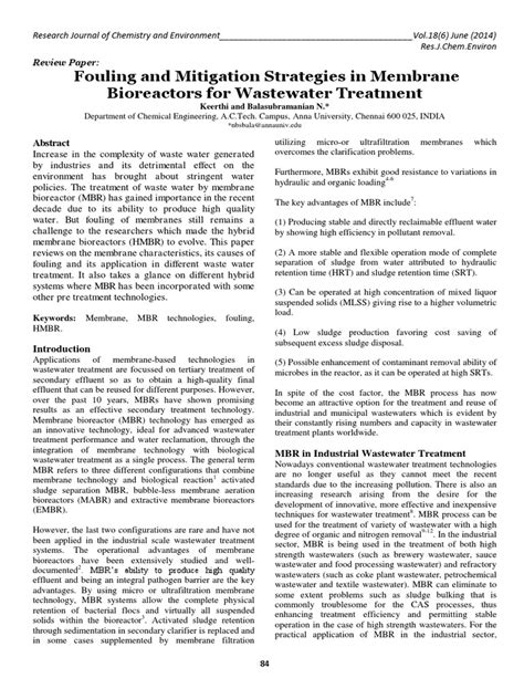 2014 Fouling And Mitigation Strategies Pdf Membrane Materials