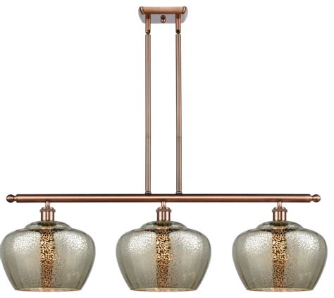 Ballston Large Fenton 3 Light Island Light In Antique Copper