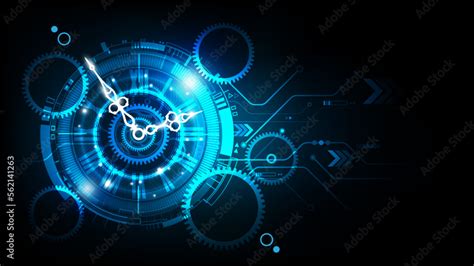 Abstract Futuristic Technology Background With Clock Concept And Time