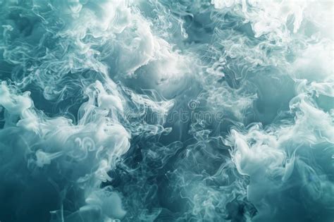 Blue Ocean Waves With White Smoke Floating Above Creating An Ethereal