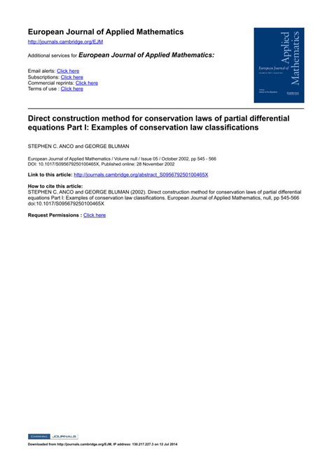Pdf Direct Construction Method For Conservation Laws Of Partial