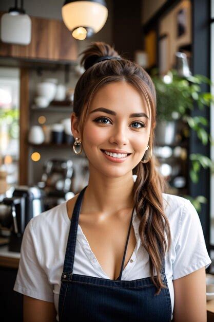Premium Ai Image Girl Barista Working In The Cafe