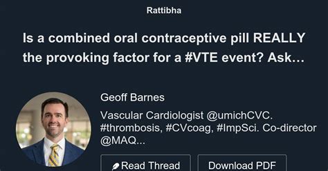 Is A Combined Oral Contraceptive Pill Really The Provoking Factor For A Vte Event Ask When The