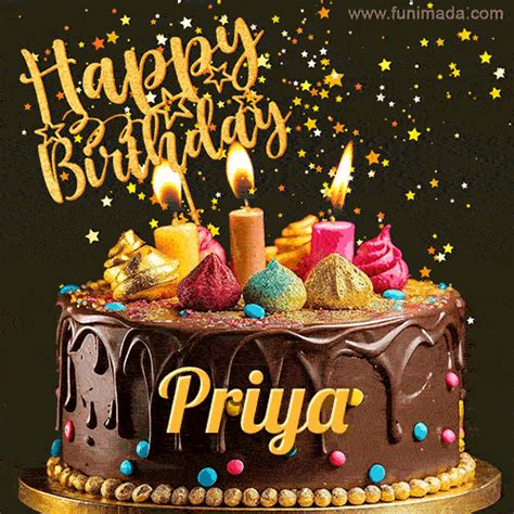 Birthday Animation For Priya With Chocolate B Day Cake Download On