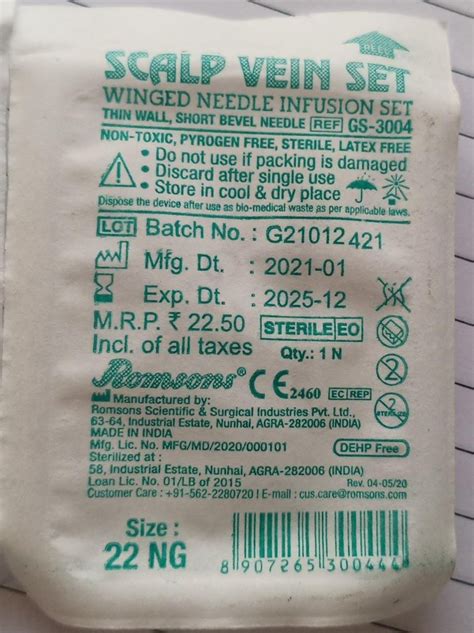 Plastic Romsons Scalp Vein Set At ₹ 19 Set In Nagpur Id 27070966648