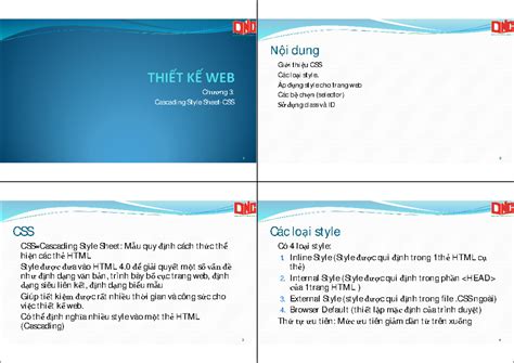 02 Phan2a Css Css Chương 3 Cascading Style Sheet Css 1 Nội Dung