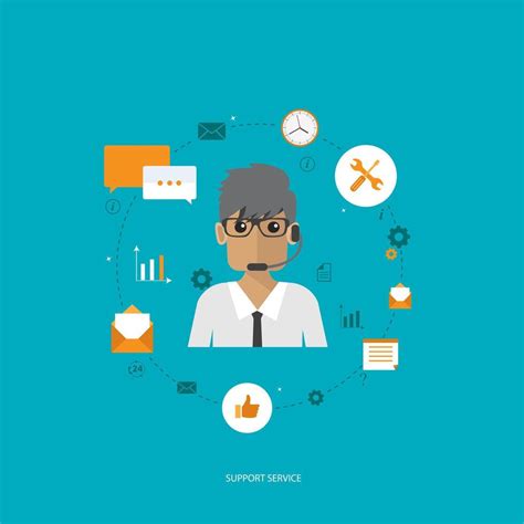 Support Service Concept Flat Design Illustration With Icons Technical Support Assistant