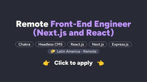 Remoteyeah On Linkedin Remote Front End Engineer Nextjs And React