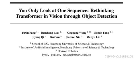 【论文笔记】you Only Look At One Sequence Rethinkingtransformer In Vision