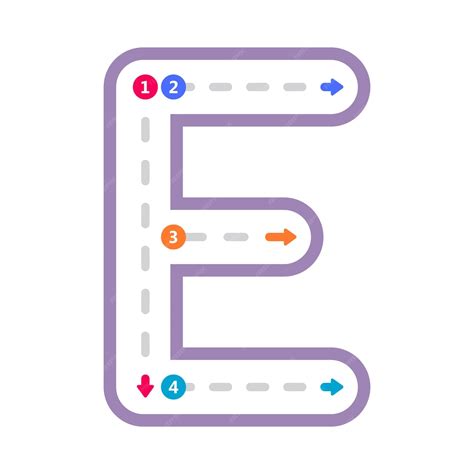 Premium Vector Tracing Alphabet Letter E Uppercase Prewriting Dotted Line Element For