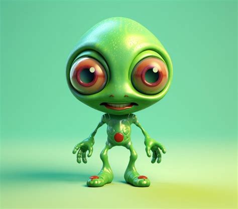 Premium Photo A Close Up Of A Green Alien With Big Eyes And A Green