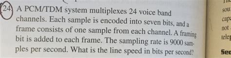 Solved A PCM TDM System Multiplexes Voice Band Channels Chegg