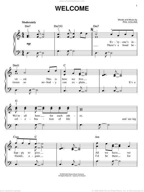Collins Welcome Sheet Music For Piano Solo Pdf Interactive