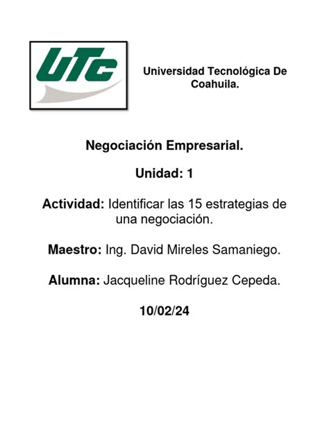 15 Estrategias De Una Negociación Pdf Negociación Toma De Decisiones