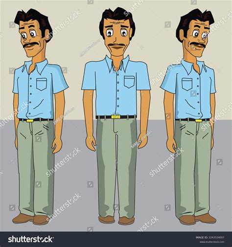 Male Character Profile Man Front Side Stock Vector Royalty Free