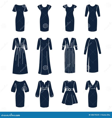 Different Types Of Women Dresses With Sleeves Stock Vector Illustration Of Icons Coding