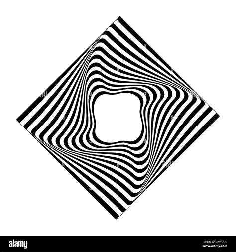 Abstract Twisted Black And White Figure Optical Illusion Of Distorted