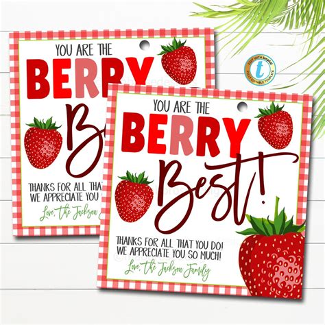 Strawberry Appreciation T Tag You Are The Berry Best Teacher Staff