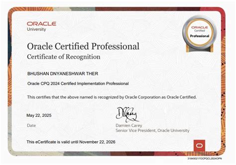 🎉 Im Happy To Share That I Have Successfully Achieved The Oracle Cpq 2024 Certified