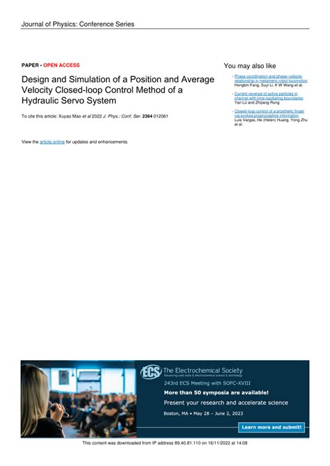 Pdf Design And Simulation Of A Position And Average Velocity Closed