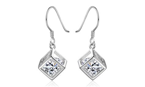 Up To 87 Off On Silver Rubix Cube Drop Earrings Groupon Goods